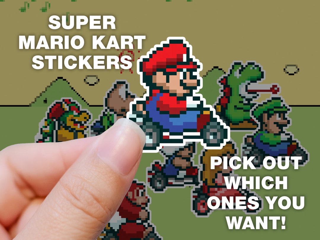 Super Mario Kart Pixel Art Stickers Mario Stickers, Laptop Stickers ...