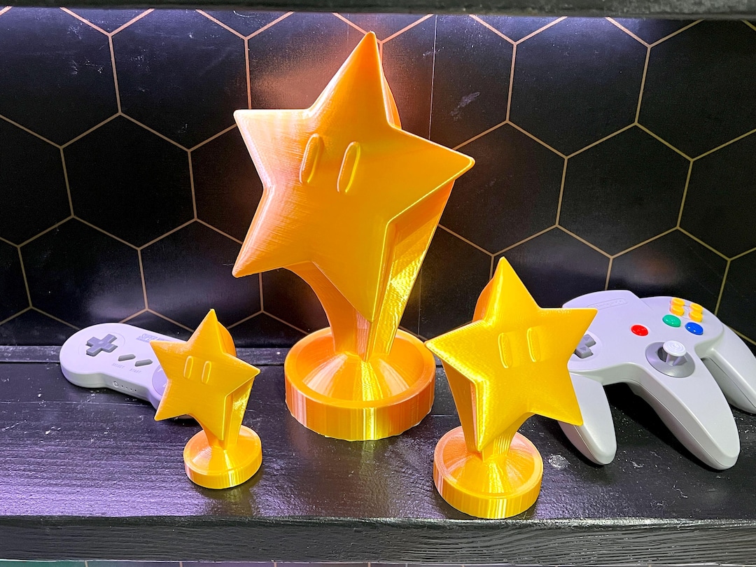 Mario Kart Star Trophy | Huge 10in | Medium 6in | Small 4in | 3D ...