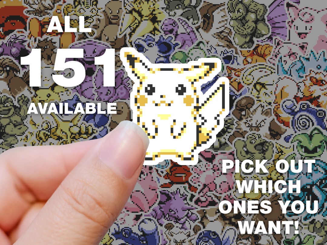 Pokemon Gen 1 Pixel Art Stickers Yellow, Pokemon Sticker, Laptop ...