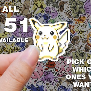 Pokemon Gen 1 Pixel Art Stickers Yellow, Pokemon Sticker, Laptop ...
