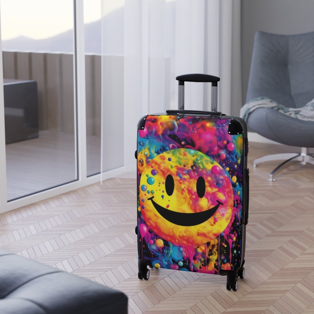 Smiley Face Suitcase Luxury Suitcase Cabin Suitcase Medium Suitcase ...