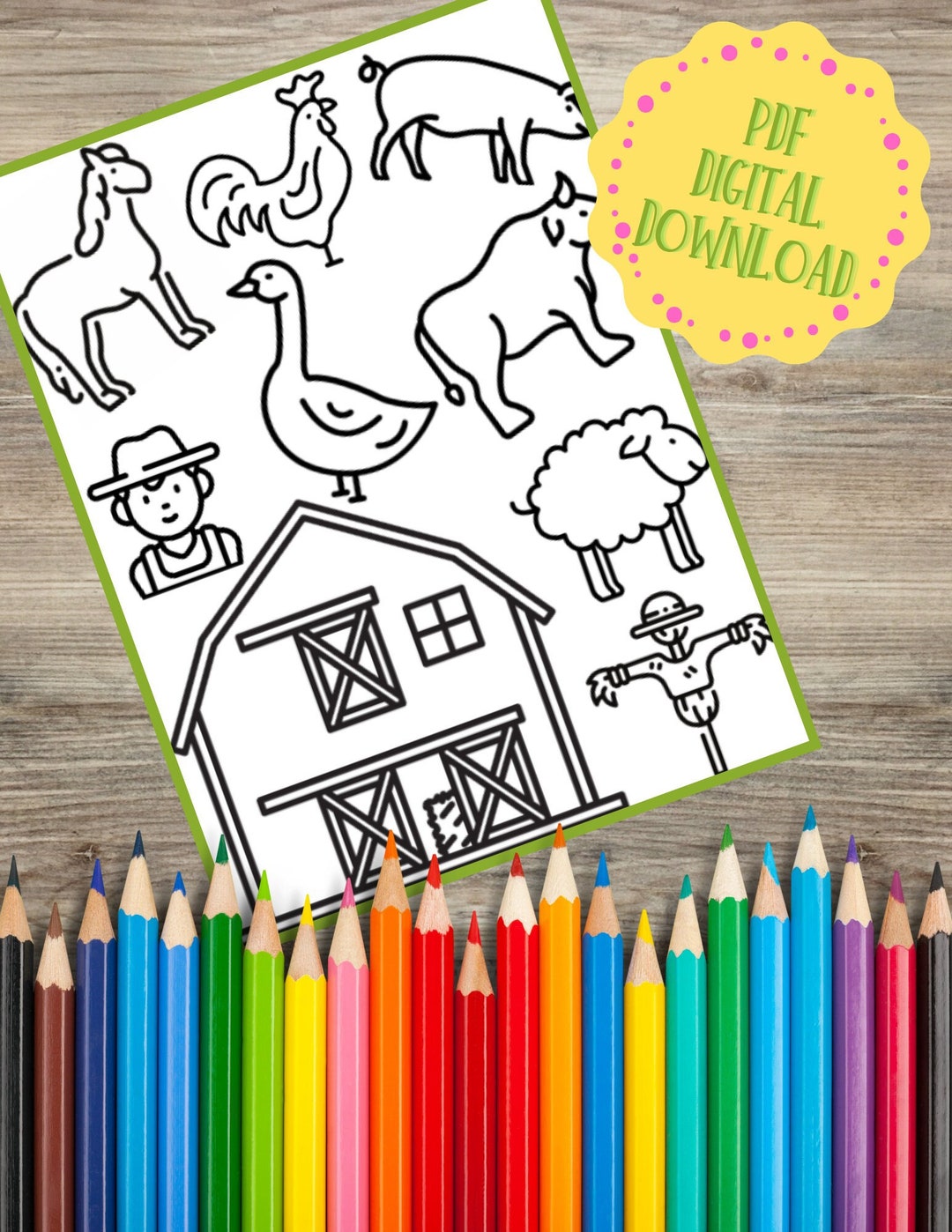 Barnyard Bliss: Farm Animal-themed Coloring Page - Etsy