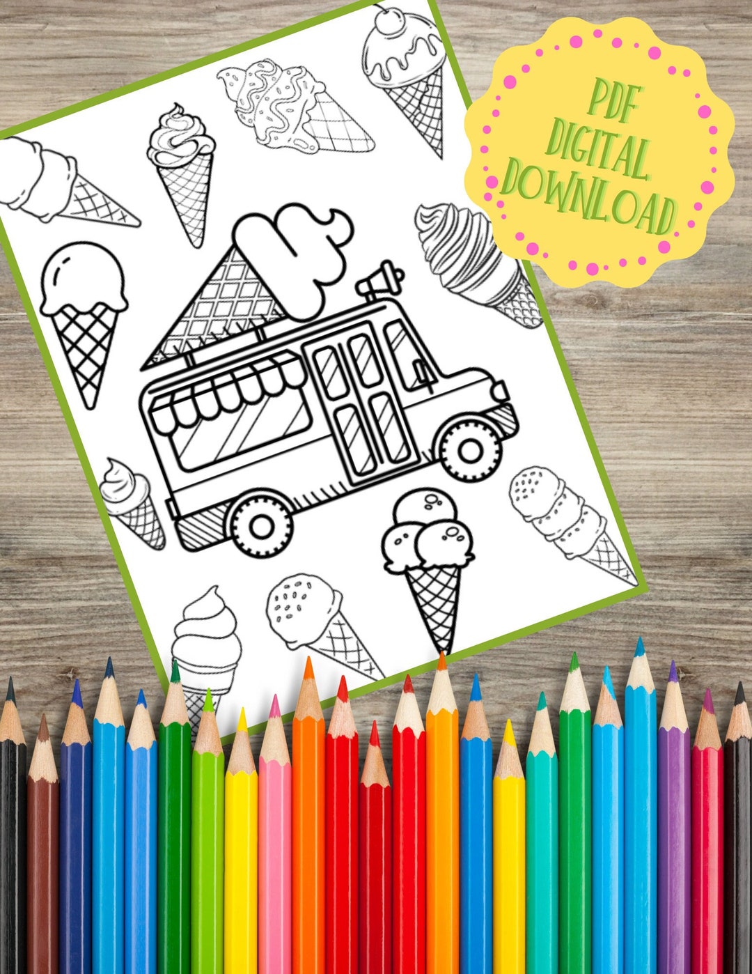 Sweet Delights: Printable Ice Cream-themed Coloring Page - Etsy