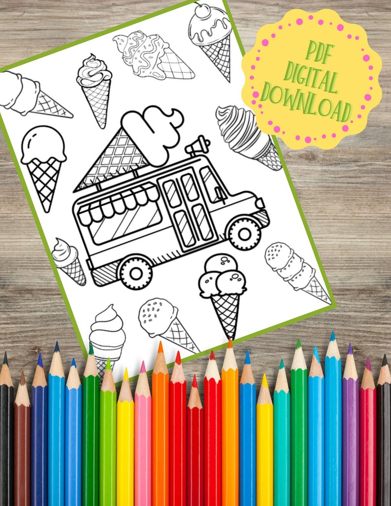 Sweet Delights: Printable Ice Cream-themed Coloring Page - Etsy
