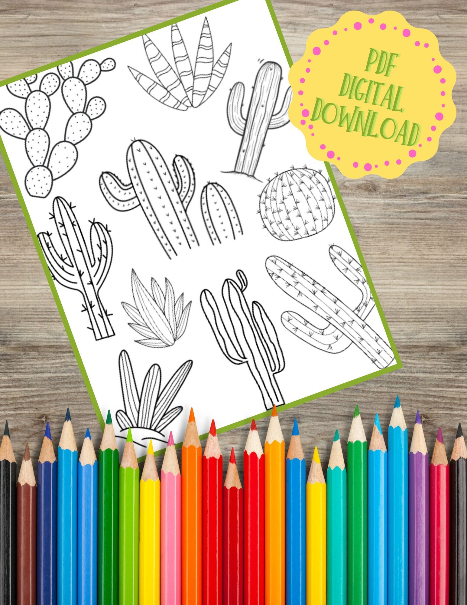 Desert Dreams: Printable Cactus Coloring Pages - Etsy