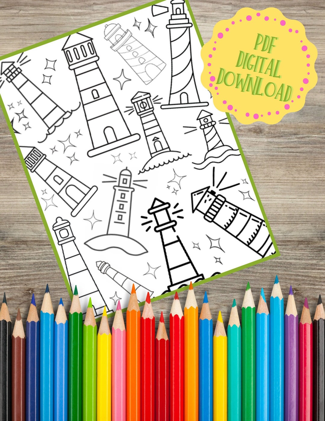 Lighthouse Serenity: Printable Lighthouse-themed Coloring Page - Etsy