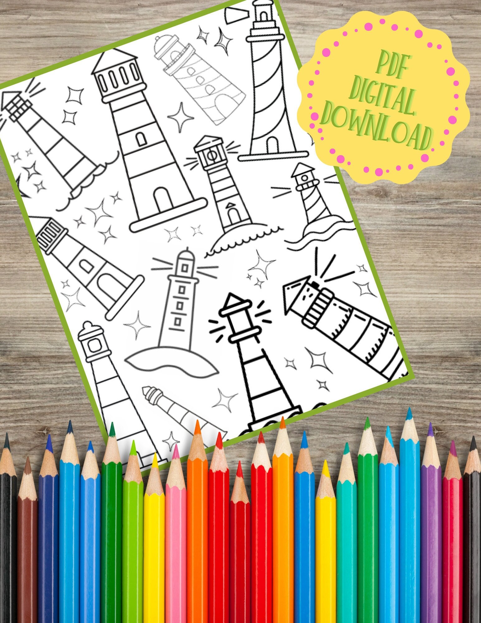 Lighthouse Serenity: Printable Lighthouse-themed Coloring Page - Etsy