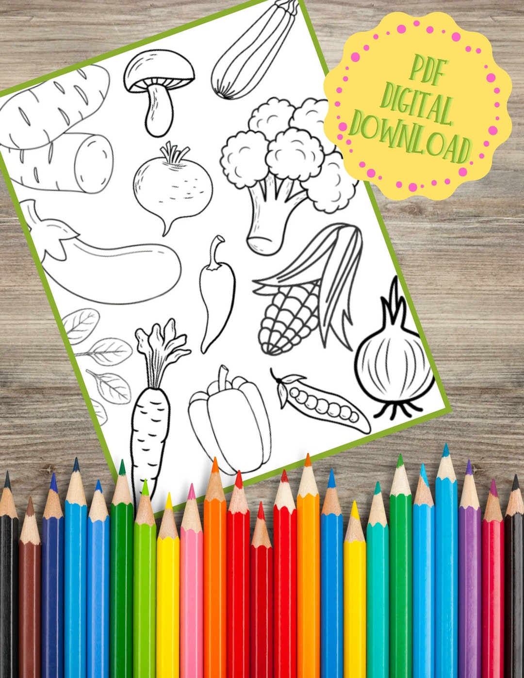 Veggie Haven: Printable Vegetable-themed Coloring Page - Etsy