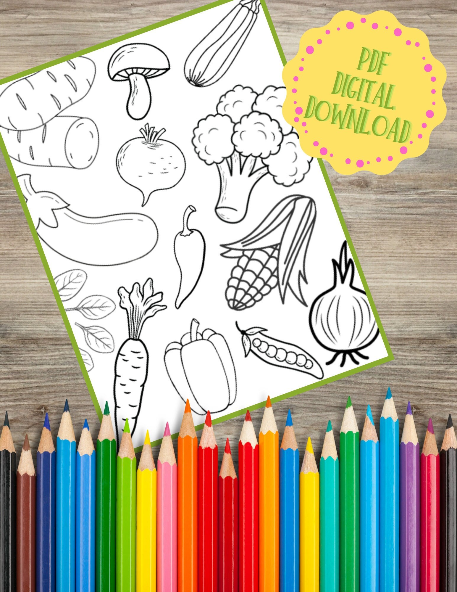 Veggie Haven: Printable Vegetable-themed Coloring Page - Etsy