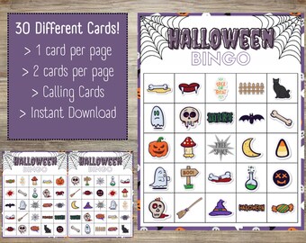 Printable Halloween Bingo Game, Fun Activity for Adults and Kids ...