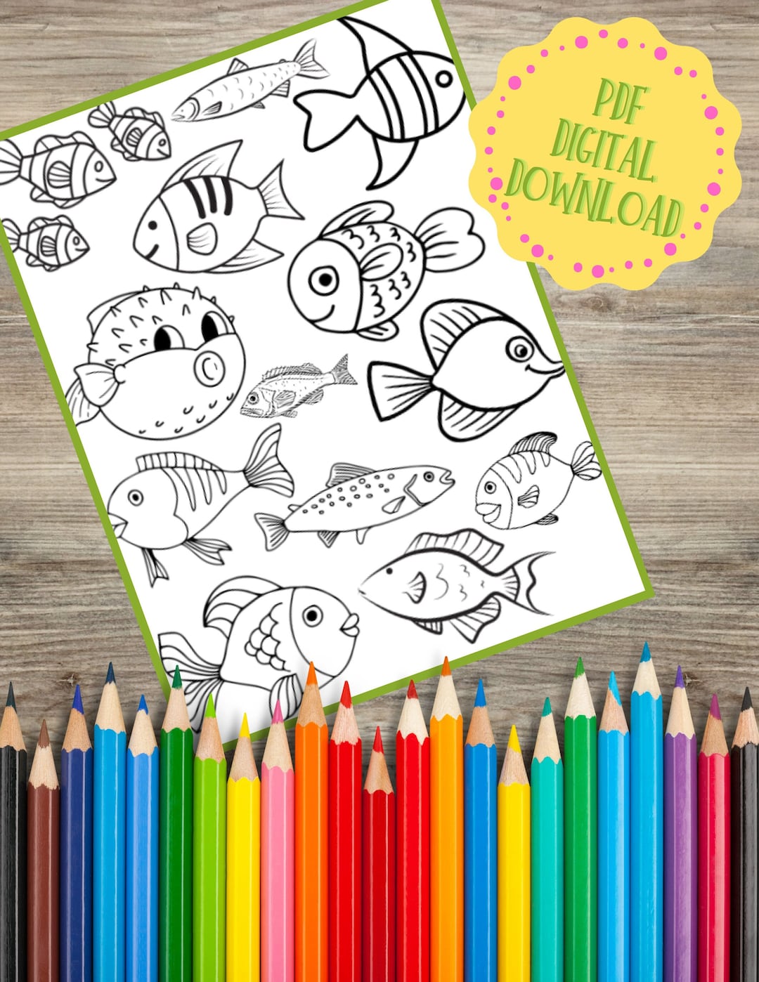 School of Fish Coloring Page, Coloring for Kids, Coloring for Adults ...