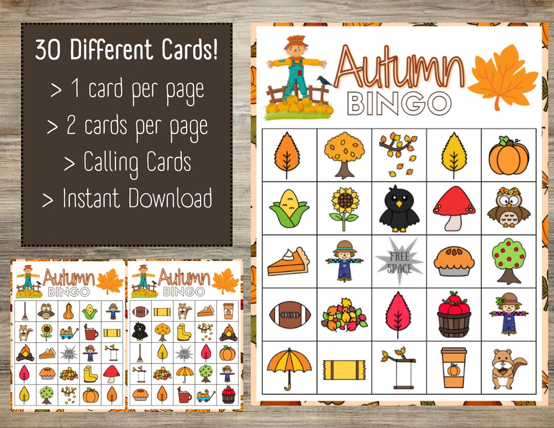 Juego imprimible de bingo de otoño cartas de bingo de otoño - Etsy México