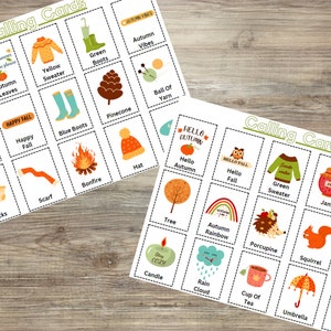 Printable Autumn Bingo Cards, Fall Leaves Bingo Game, Seasonal Bingo ...