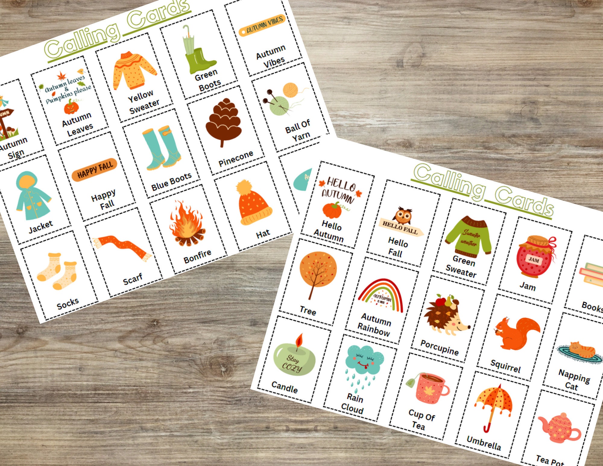 Printable Autumn Bingo Cards, Fall Leaves Bingo Game, Seasonal Bingo ...