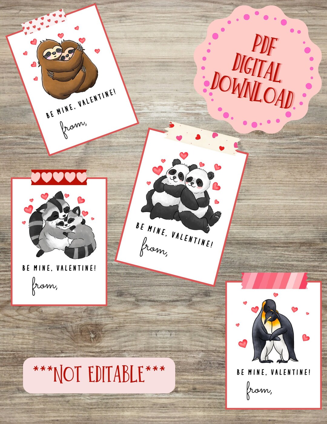 Printable Animal Couples Valentine Cards - Set of 12 - Etsy