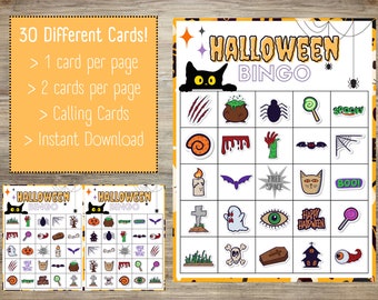 Halloween Bingo Printable Game for Adults and Kids, Fun Printable ...