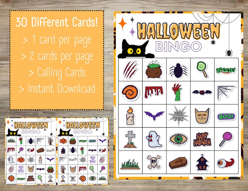Printable Halloween Bingo Game, Fun Activity for Adults and Kids ...