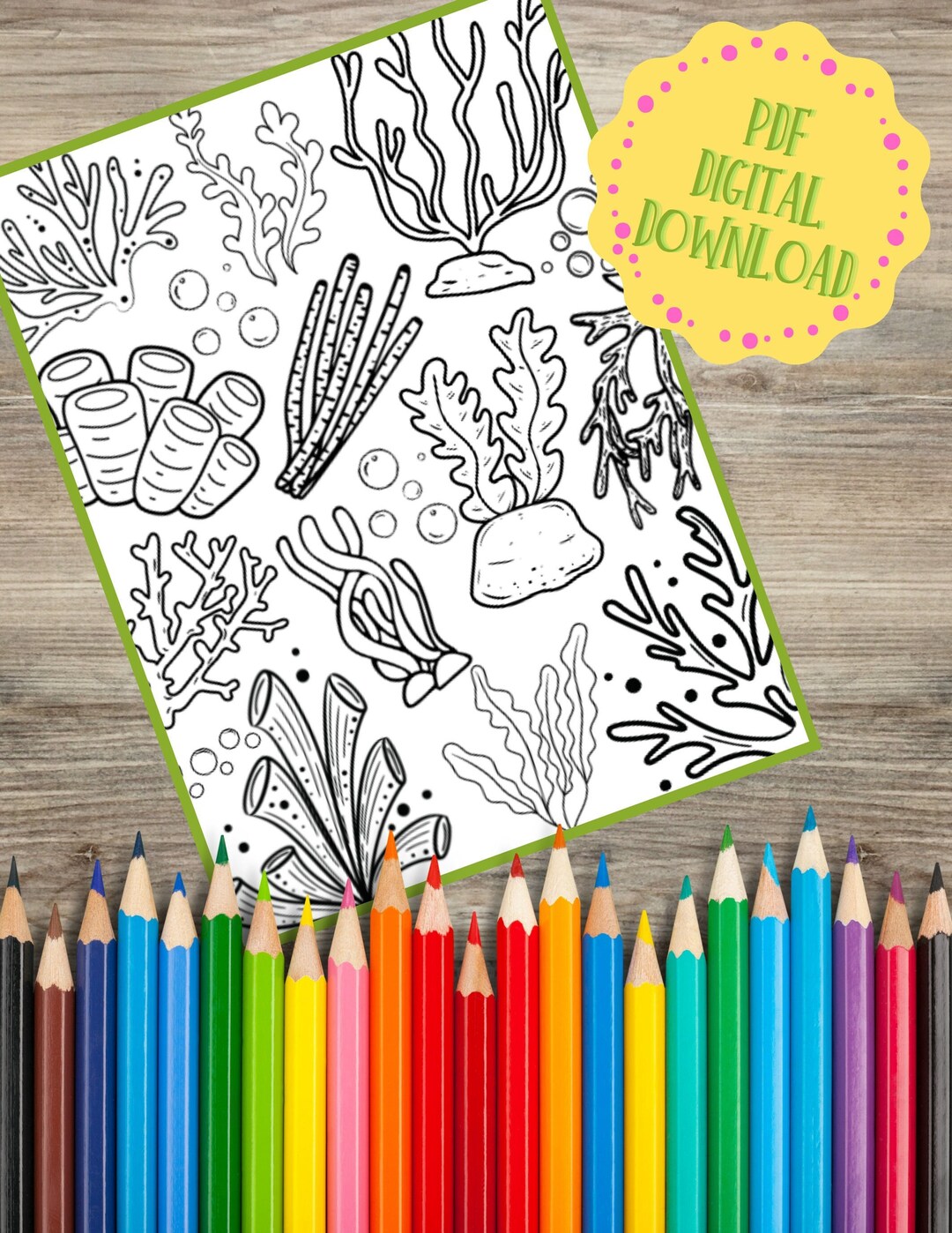 Coral Coloring Page, Coloring for Kids, Coloring for Adults, Printable ...