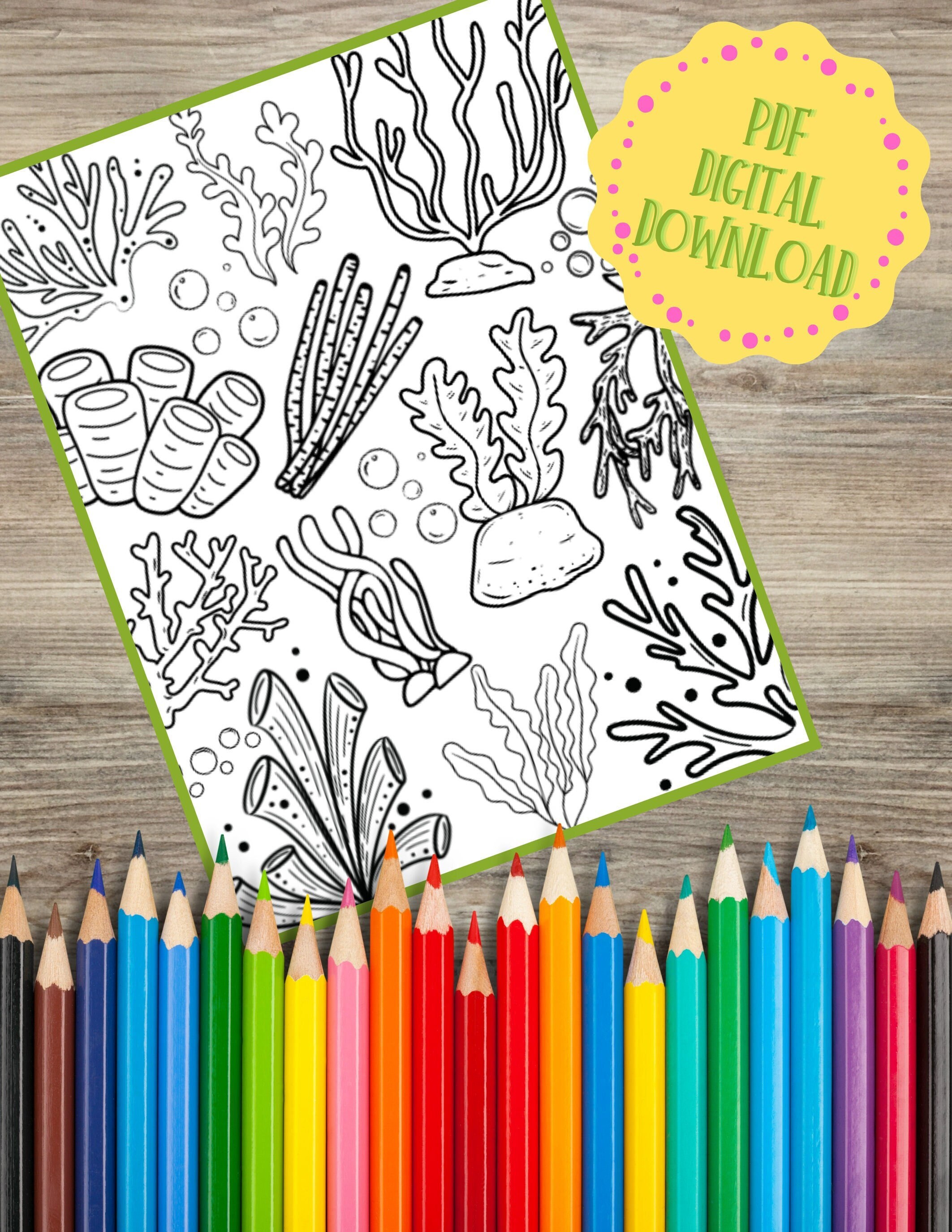 Coral Coloring Page, Coloring for Kids, Coloring for Adults, Printable ...