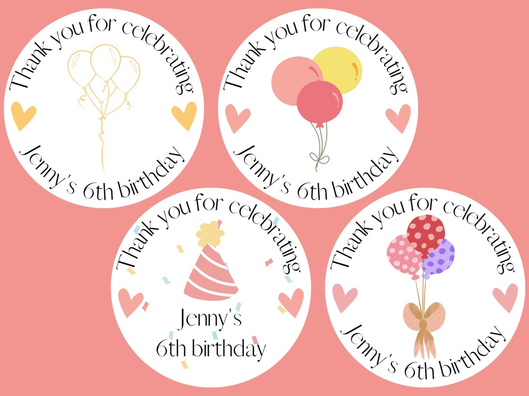 Custom Birthday Party Favors, Personalized Birthday Stickers, Party ...