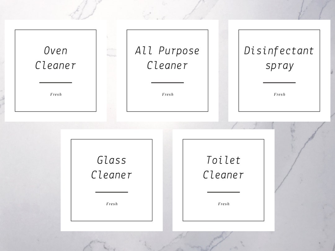 Custom Cleaning Labels, Minimal Bathroom Kitchen Organization Bottle ...