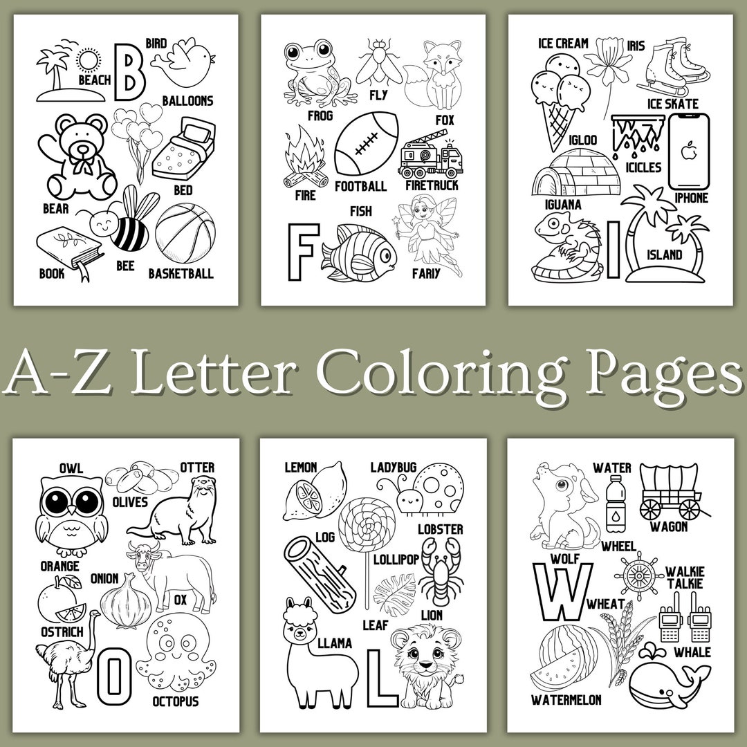 A-Z Alphabet Letter Printable Coloring Pages, for Kids, Set of 26 ...