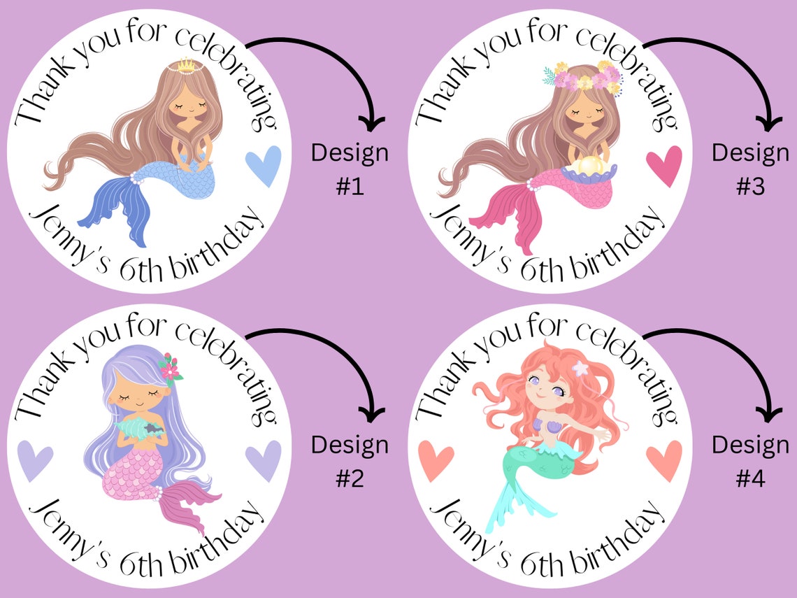 Custom Mermaid Birthday Party Favors Waterproof Personalized - Etsy