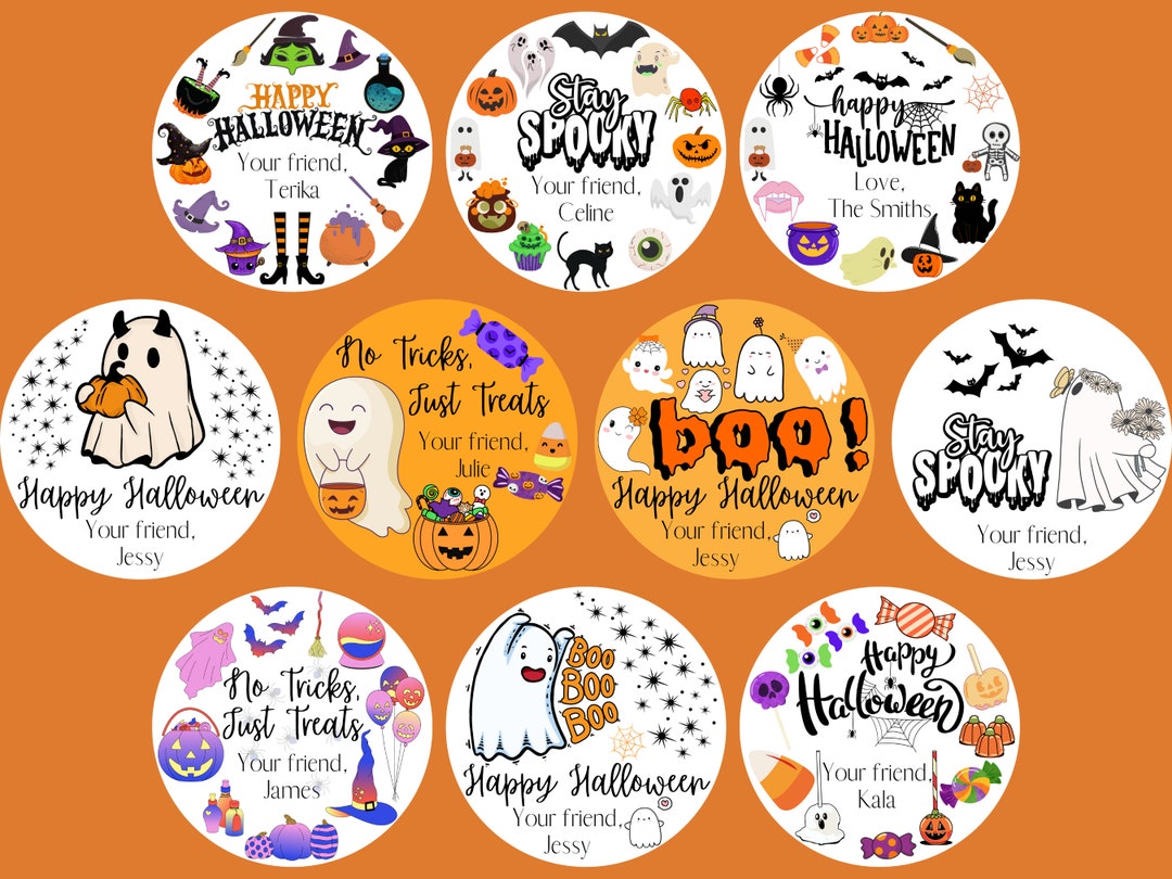 Custom Halloween Stickers Candy Bag Trick or Treat Bag - Etsy