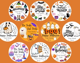 Trick or Treat Bag Stickers Halloween Labels Custom - Etsy