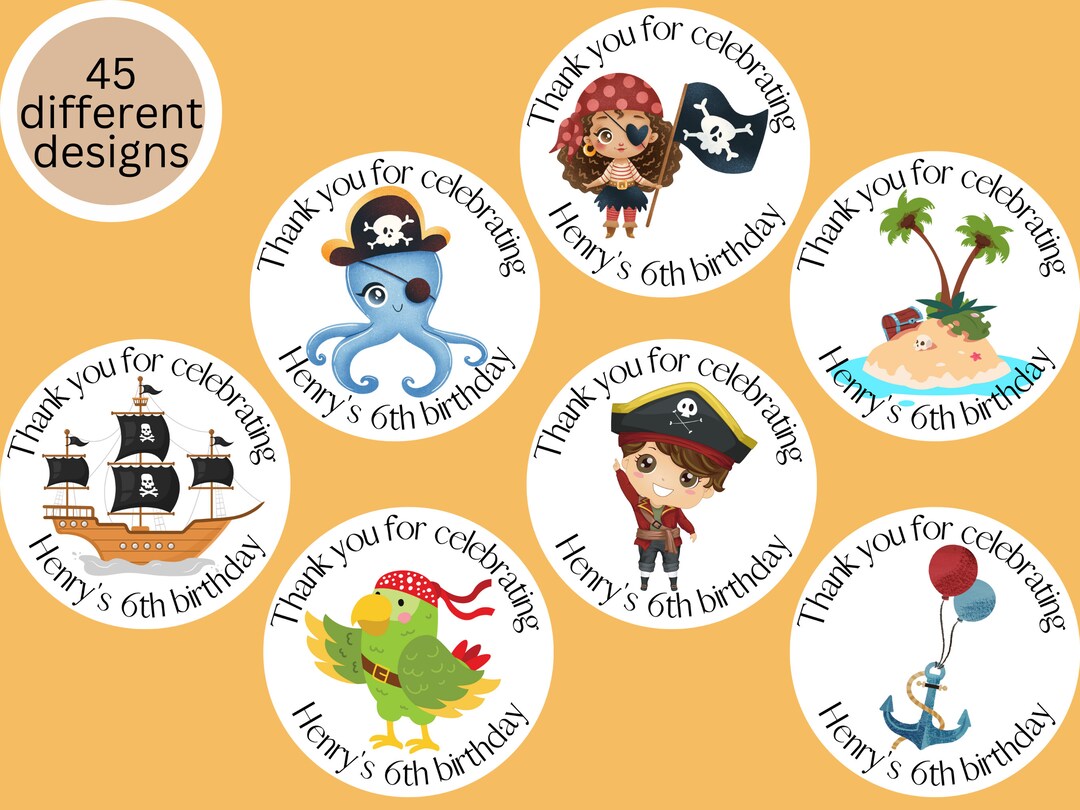 Custom Kids Pirate Birthday Party Favors, Personalized Birthday ...