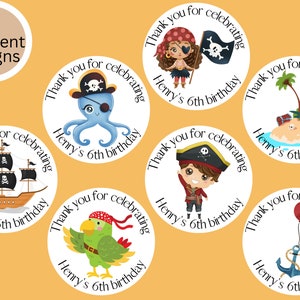 Custom Kids Pirate Birthday Party Favors, Personalized Birthday ...