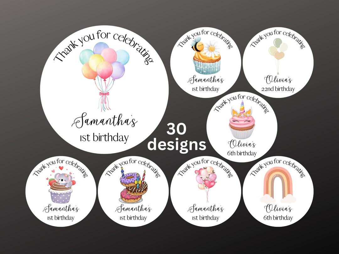 Custom Birthday Party Favors, Personalized Birthday Stickers, Party ...