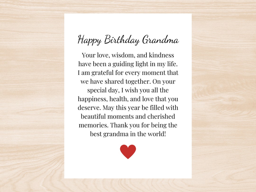 Happy Birthday Card for Her for Grandma Grandma Birthday - Etsy