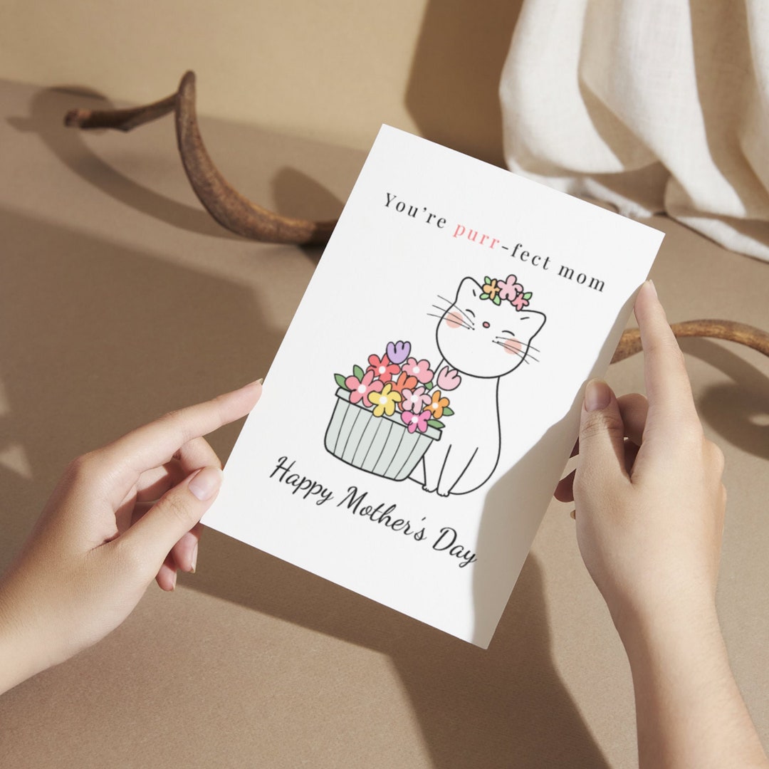 Happy Mother's Day Card From Cat to Mom, Cat Mothers Day Cards, Mother ...