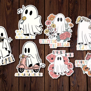 15 Retro Ghost Halloween Sticker Pack, Cute Stickers, Retro, Halloween ...