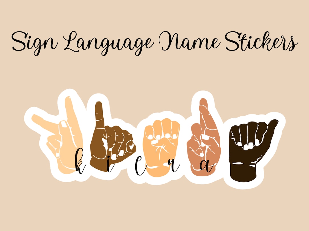 Custom Name Sign Language Sticker, Personalized Sticker, Laptop Sticker ...