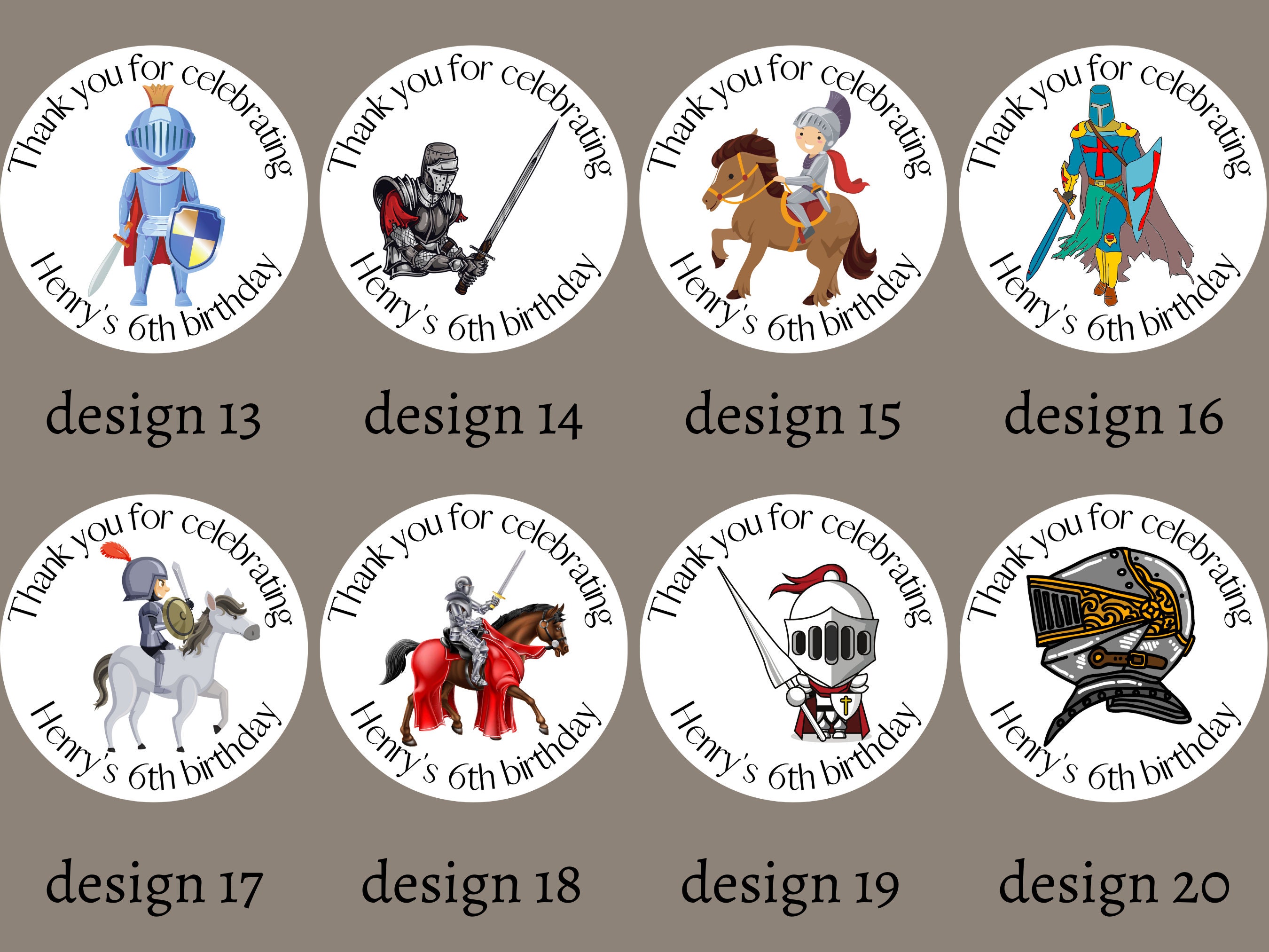Custom Kids Knight Medieval Birthday Party Favors Waterproof - Etsy