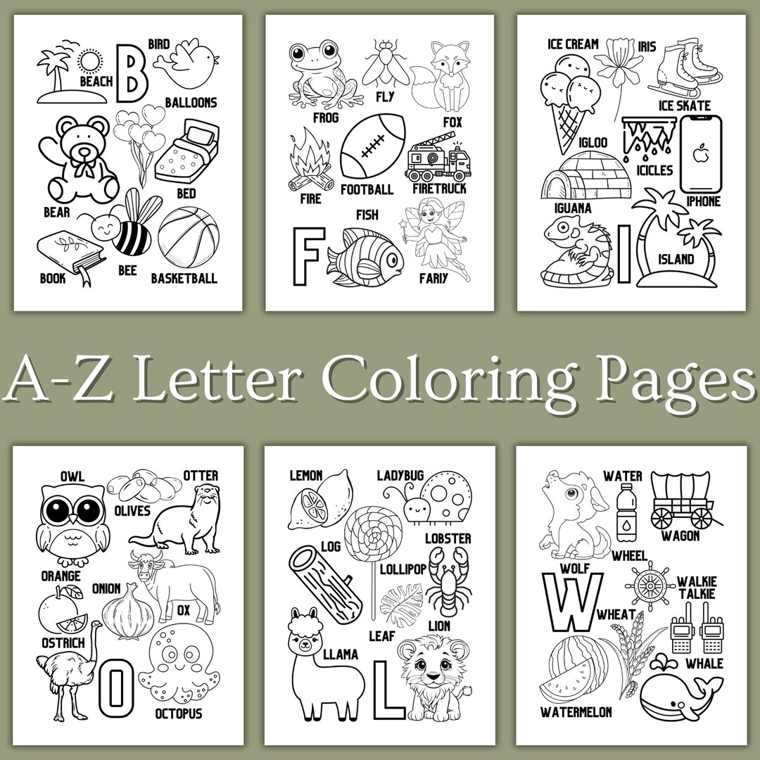 A-z Alphabet Letter Printable Coloring Pages, for Kids, Set of 26 ...