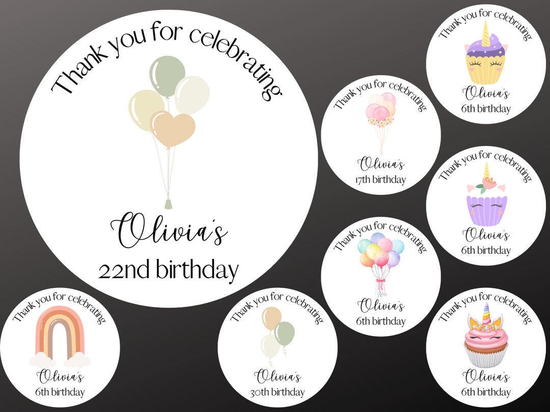 Custom Birthday Party Favors, Personalized Birthday Stickers, Party ...