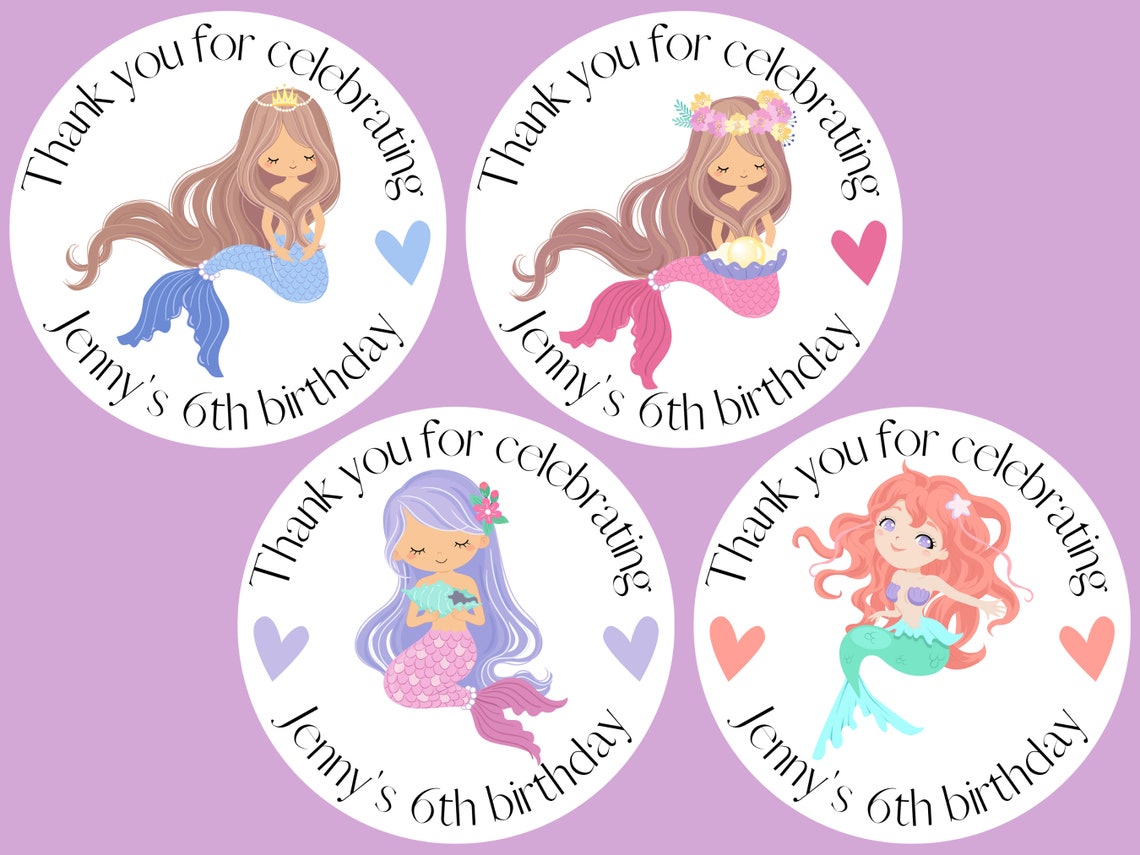 Custom Mermaid Birthday Party Favors Waterproof Personalized - Etsy