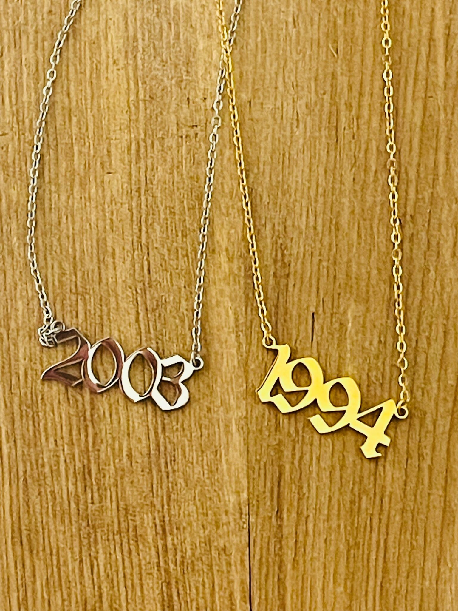 Year Necklace, Birth Year Necklace, Anniversary Necklace, Year Necklace ...