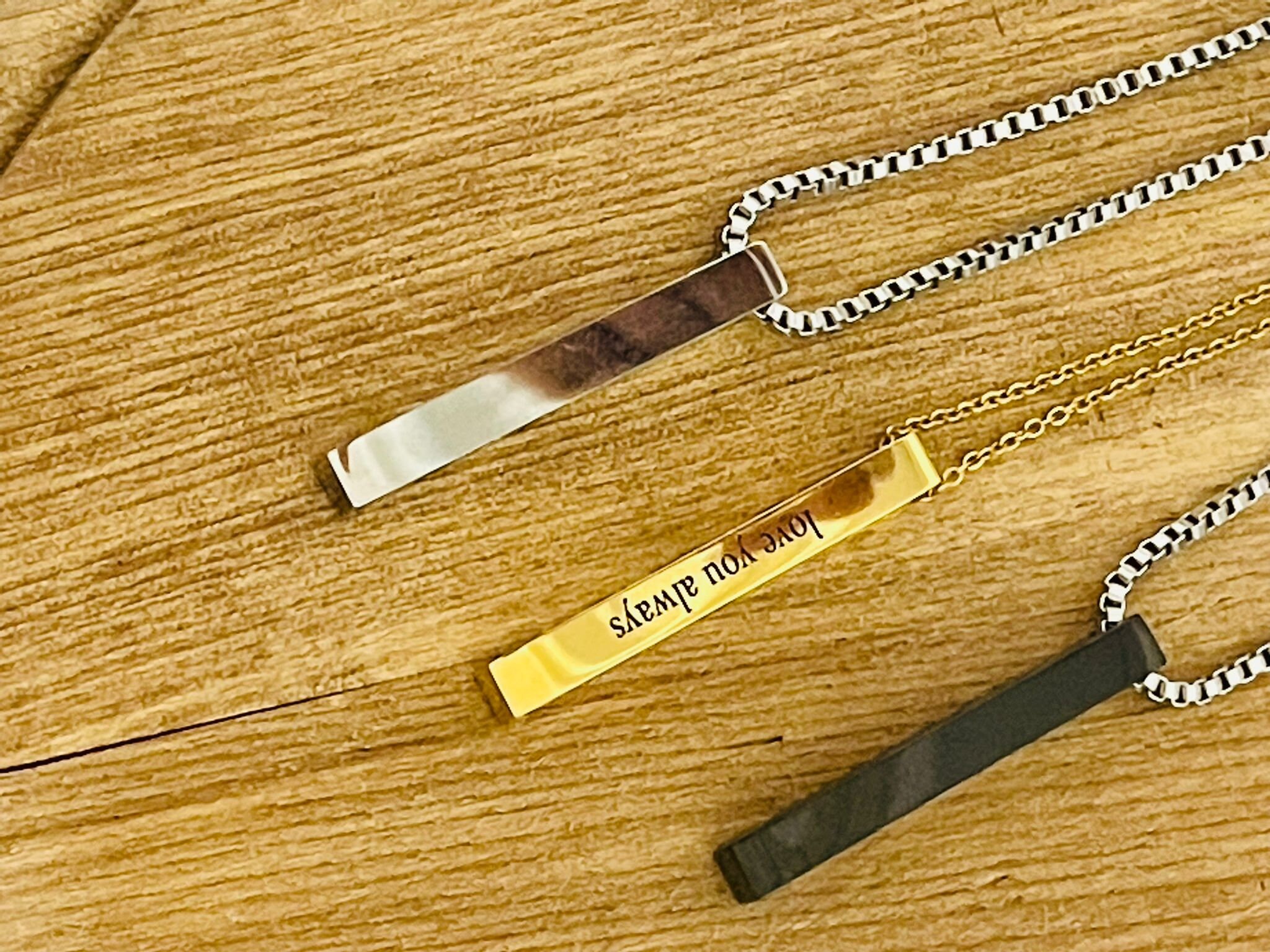 Custom Bar Necklace for Women 4 Sides Personalized Necklace 3D Bar ...