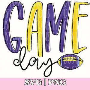 Game Day Svg | Game Day Png | Purple and Gold Game Day Sublimation ...