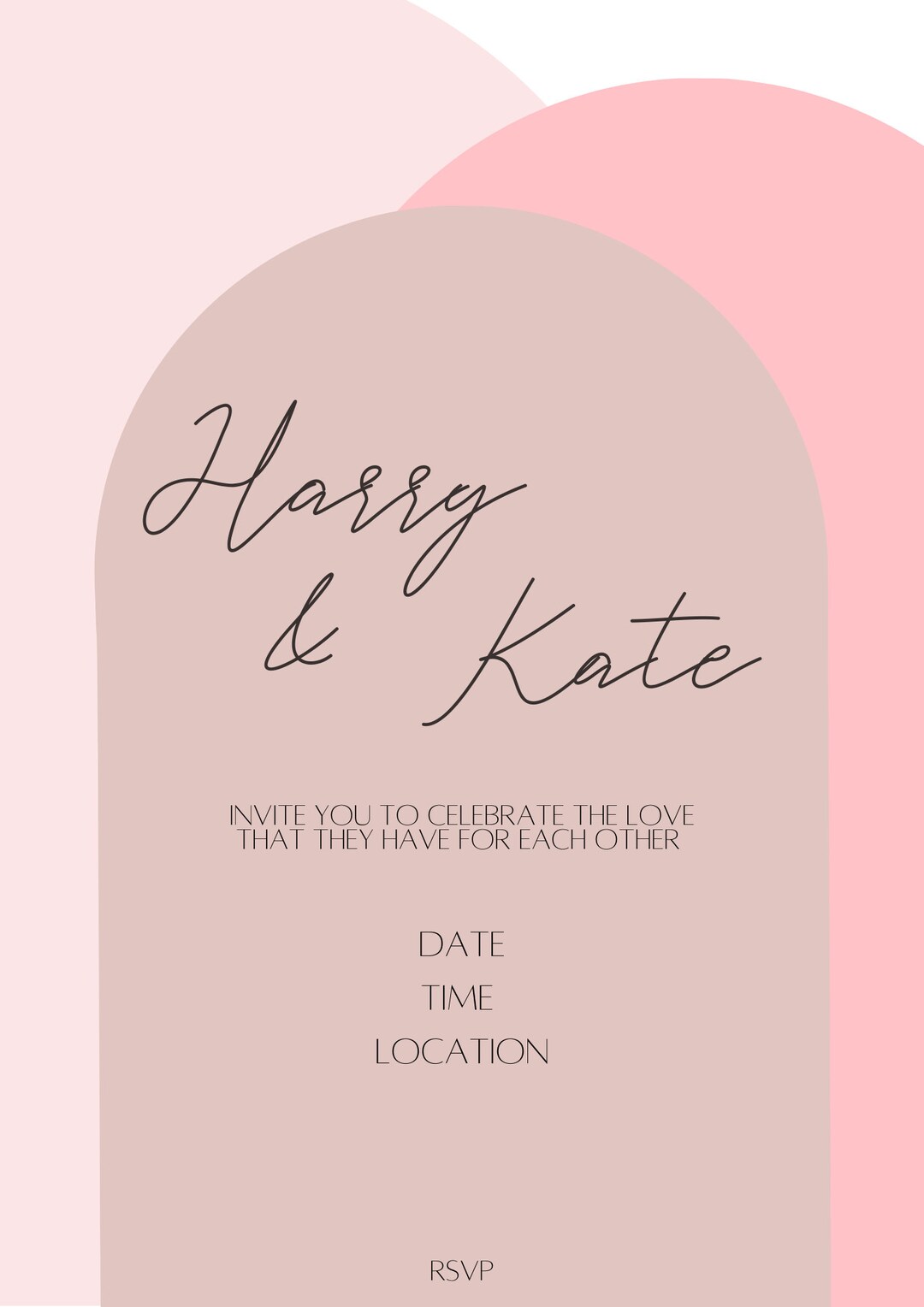 Triple Pink Arch Wedding Invitation - Etsy