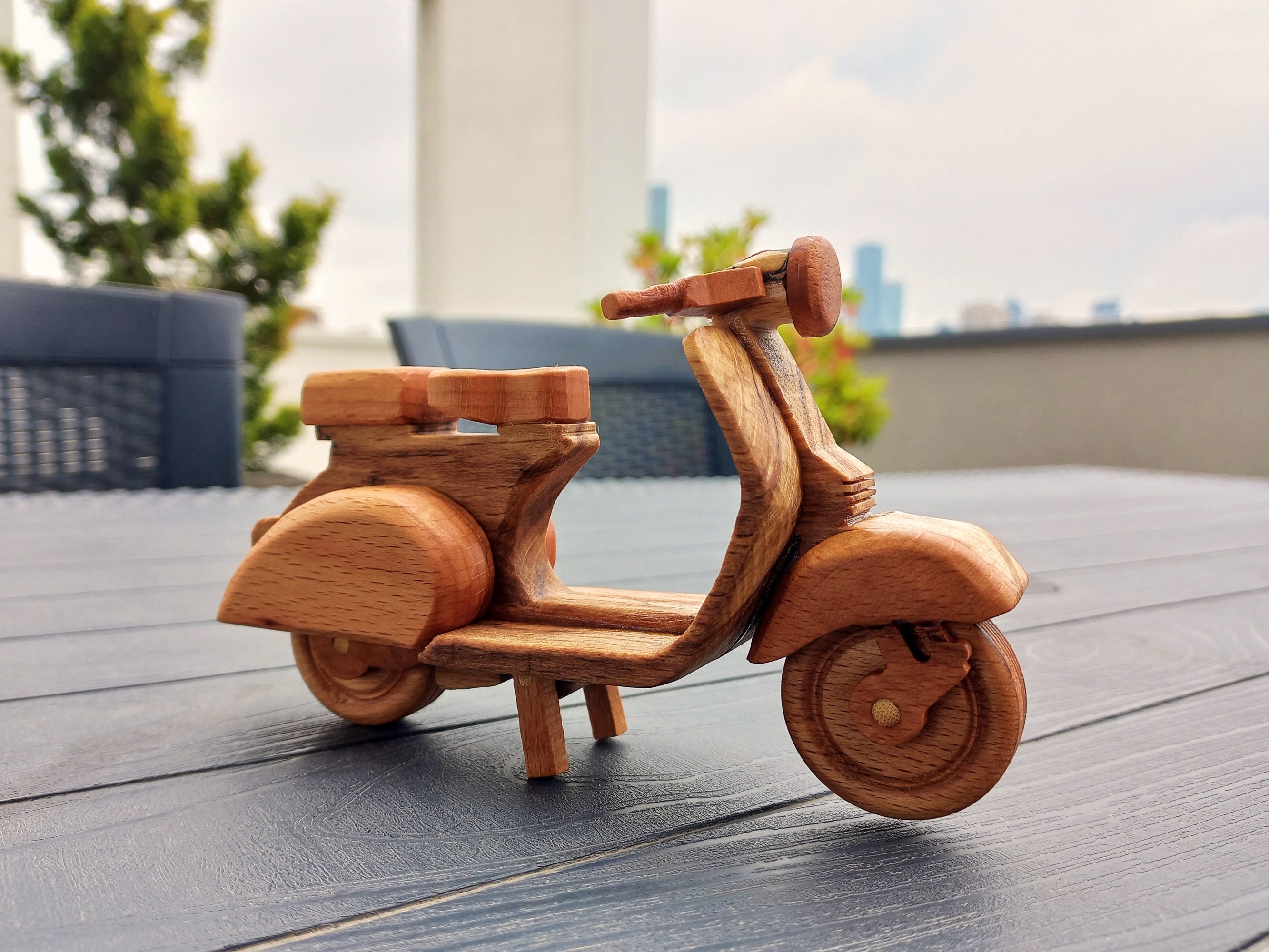 Handmade Maple Wood Scooter Model: Vintage Motorcycle Desk Decor - Etsy