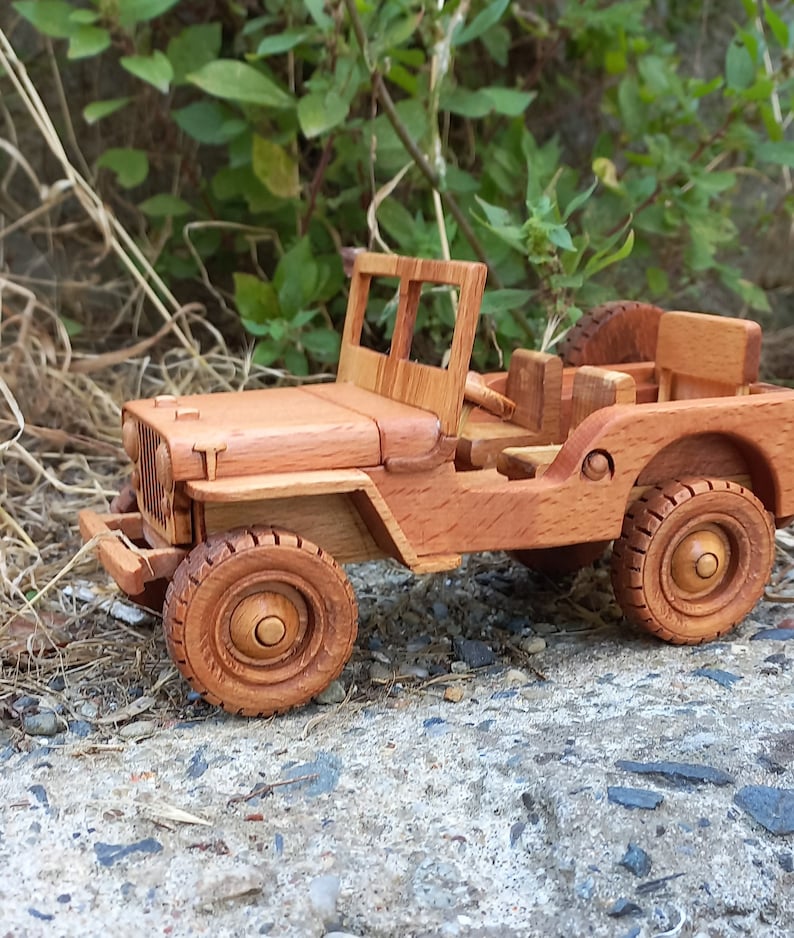 Handmade Wooden Jeep CJ-2A Model – Military 4x4 Collectible Car, Rustic ...