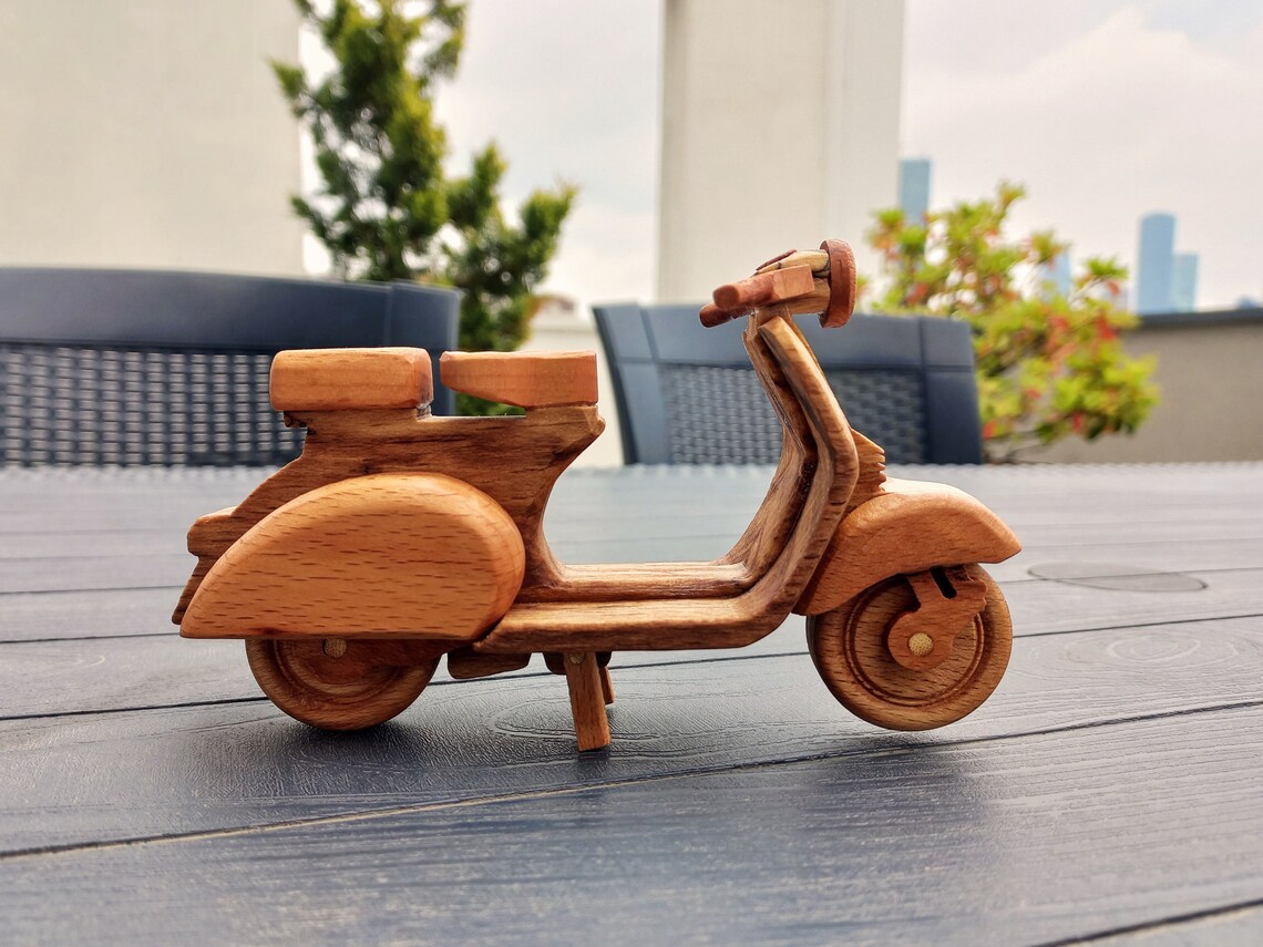 Handmade Maple Wood Scooter Model: Vintage Motorcycle Desk Decor - Etsy