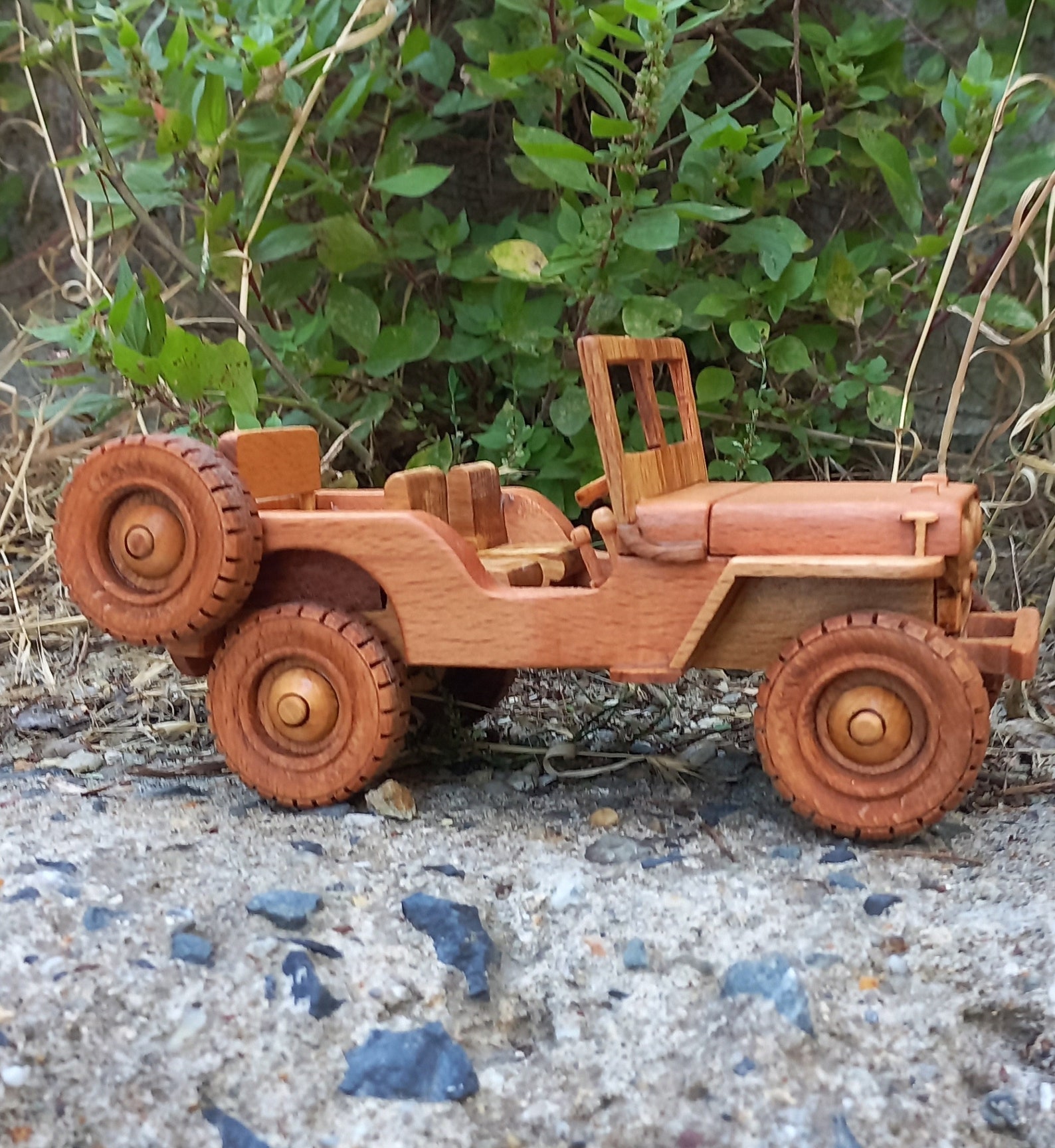 Handmade Wooden Jeep CJ-2A Model – Military 4x4 Collectible Car, Rustic ...