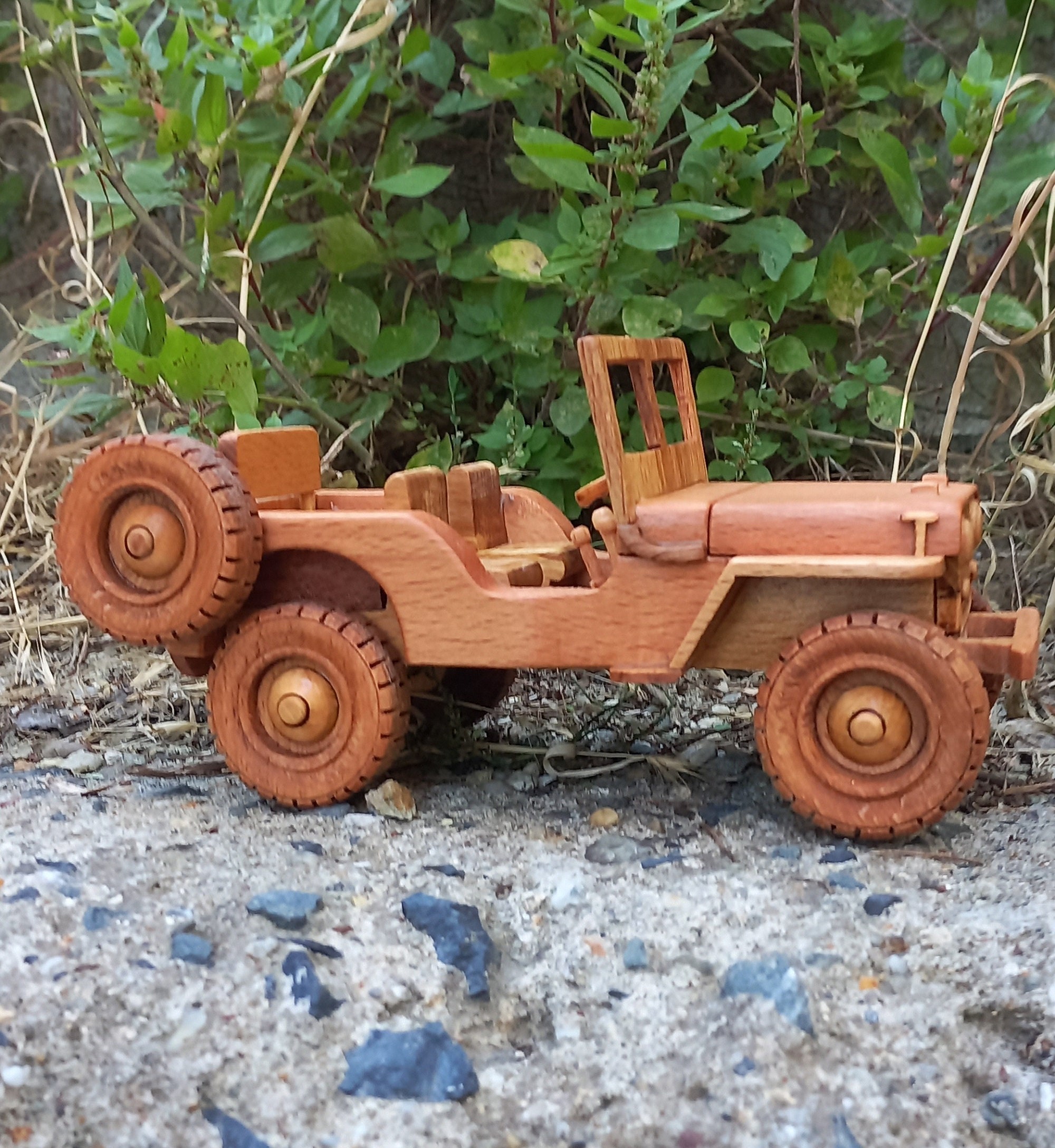 Handmade Wooden Jeep CJ-2A Model – Military 4x4 Collectible Car, Rustic ...