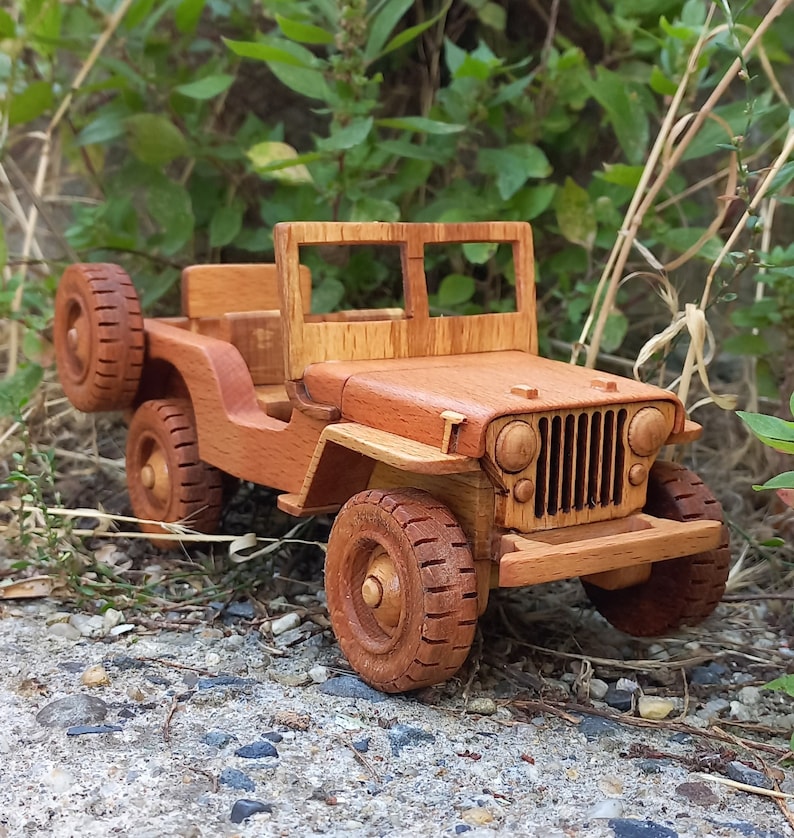 Handmade Wooden Jeep CJ-2A Model – Military 4x4 Collectible Car, Rustic ...